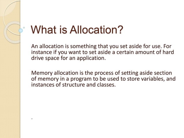 Dynamic memory Allocation in c language | PPTX