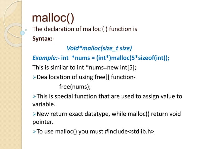 Dynamic memory Allocation in c language | PPTX