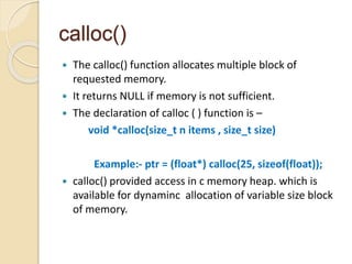 Dynamic memory Allocation in c language | PPTX
