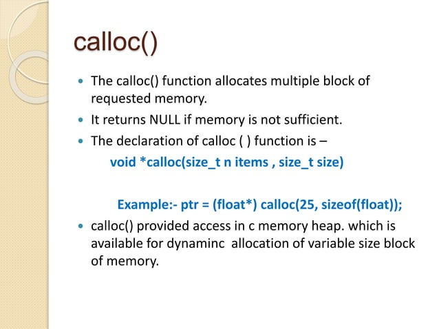 Dynamic memory Allocation in c language | PPTX