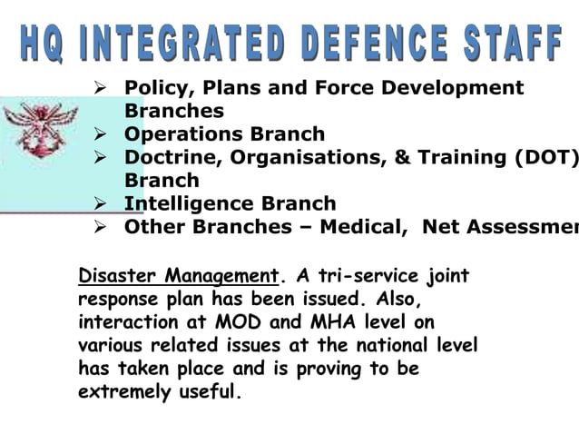 Role of Armed Forces & others in Disaster Management | PPTX | Defense ...