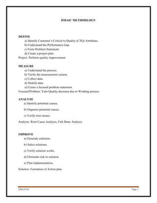 DMAIC Yarn manufacturing report | PDF
