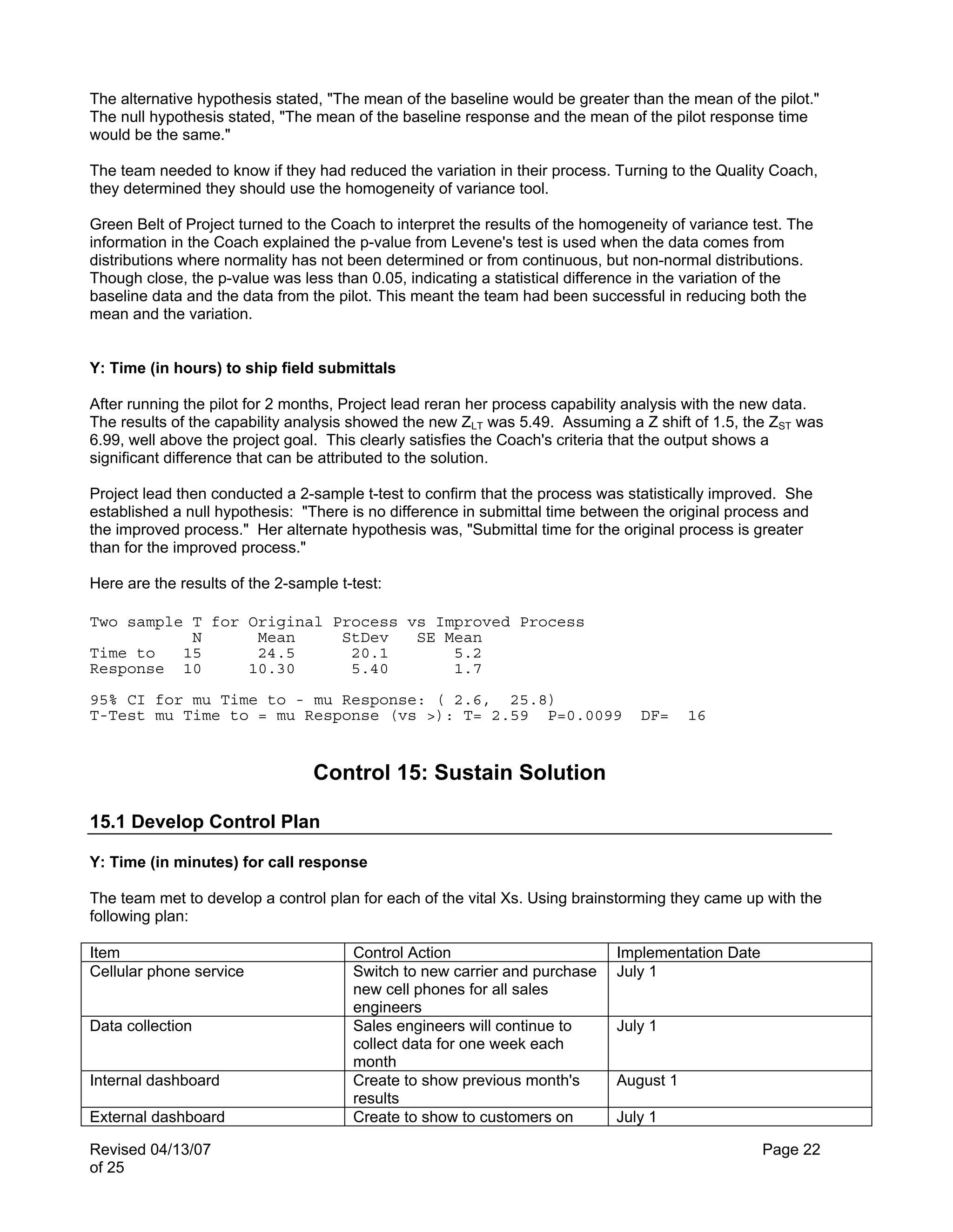 Six Sigma DMAIC Case Study | PDF