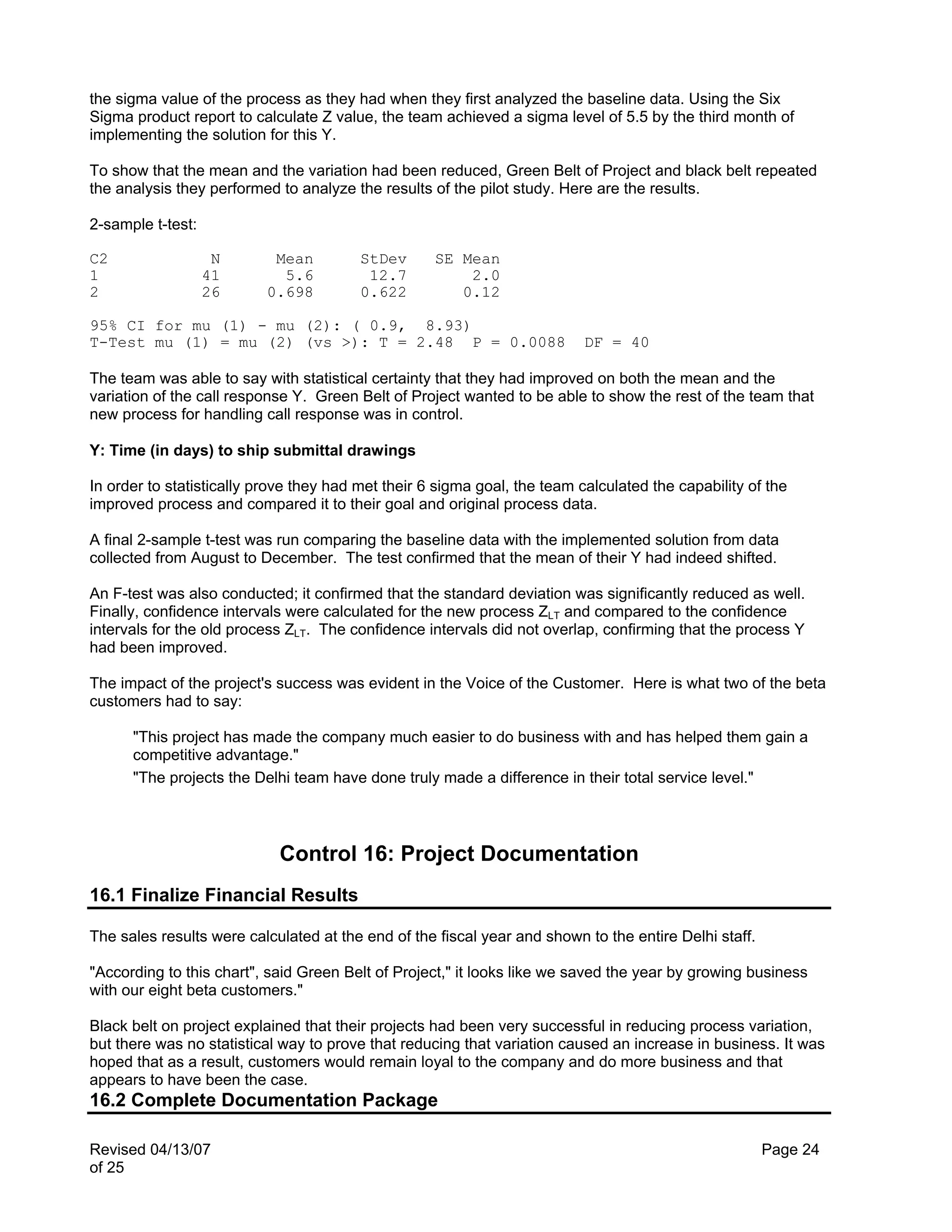 Six Sigma DMAIC Case Study | PDF