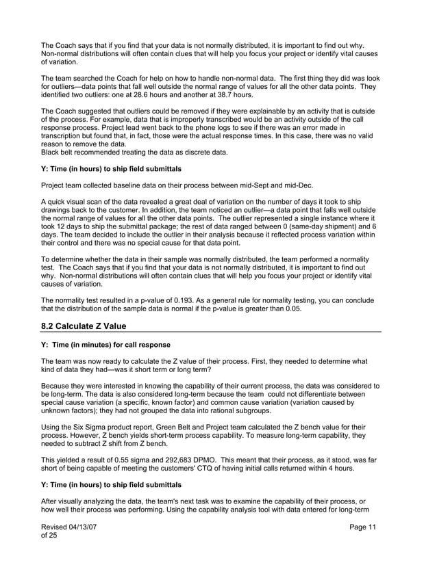 Six Sigma DMAIC Case Study | PDF | Sales | Business