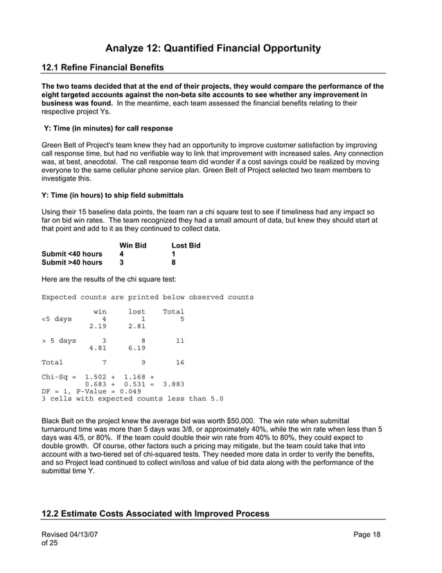 Six Sigma DMAIC Case Study | PDF | Sales | Business
