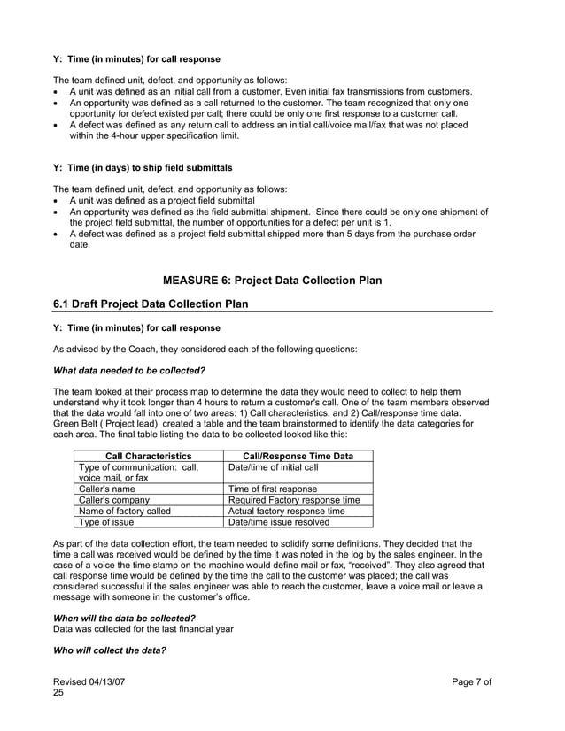 Six Sigma DMAIC Case Study | PDF | Sales | Business