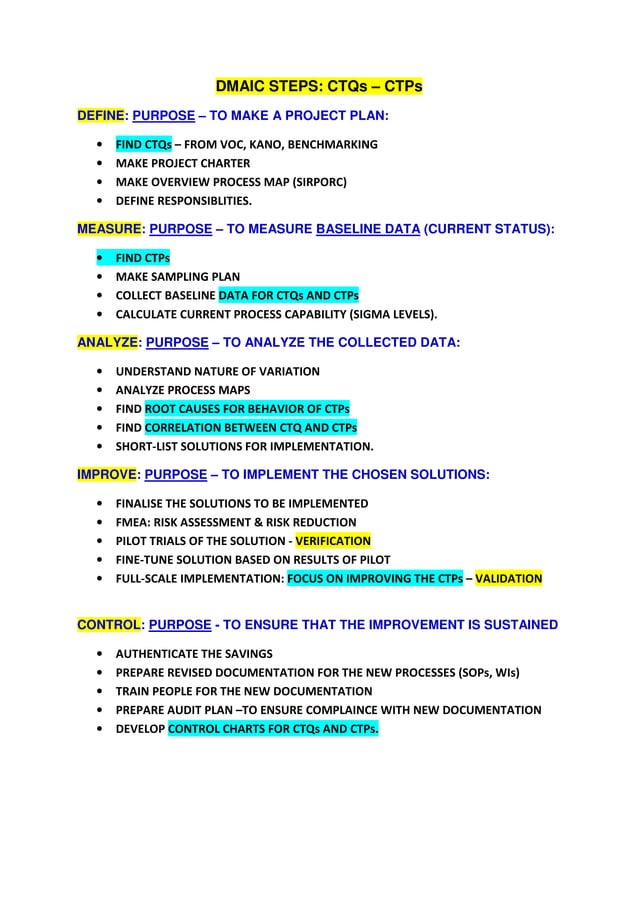 Dmaic steps | PDF