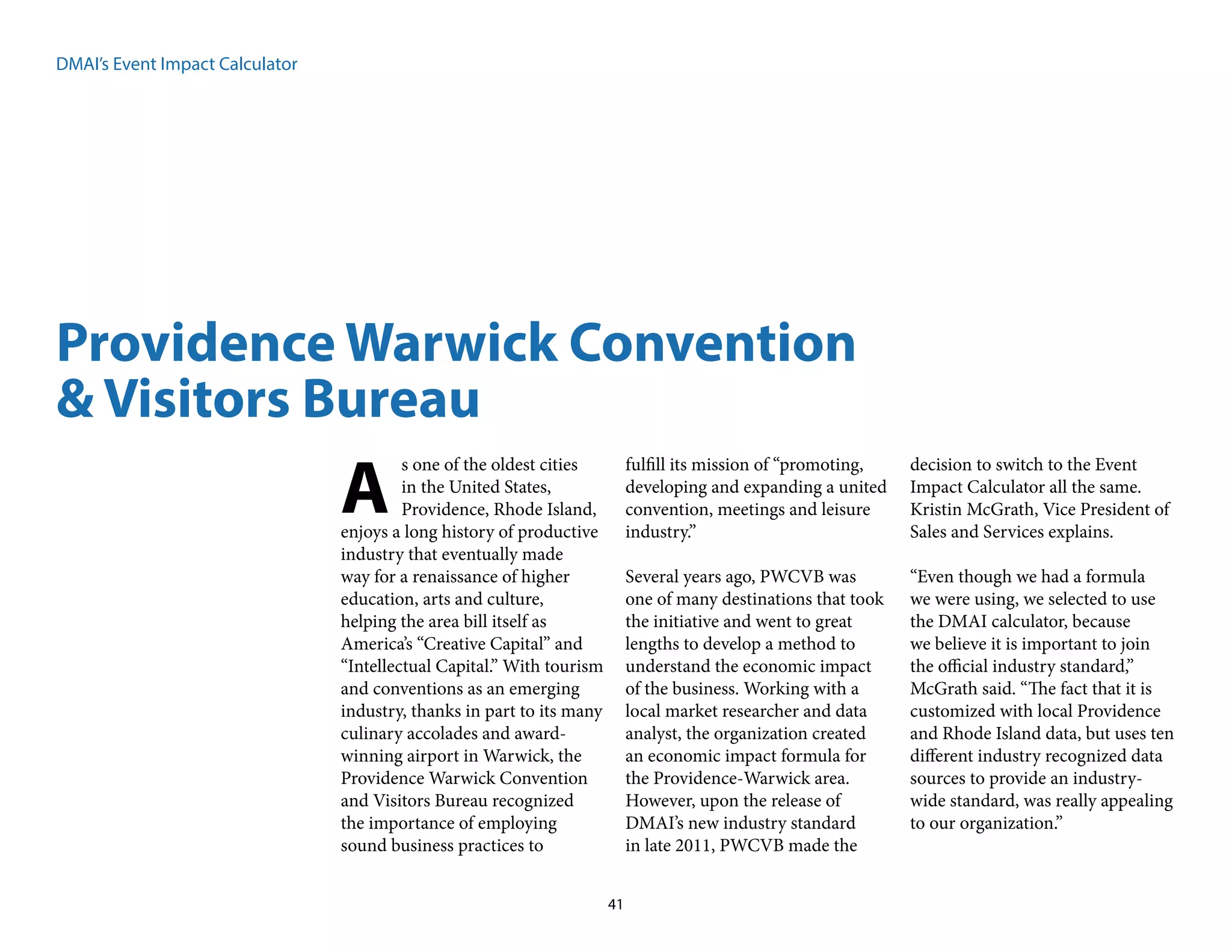 DMAI's Event Impact Calculator - Providence Warwick CVB Case Study | PDF