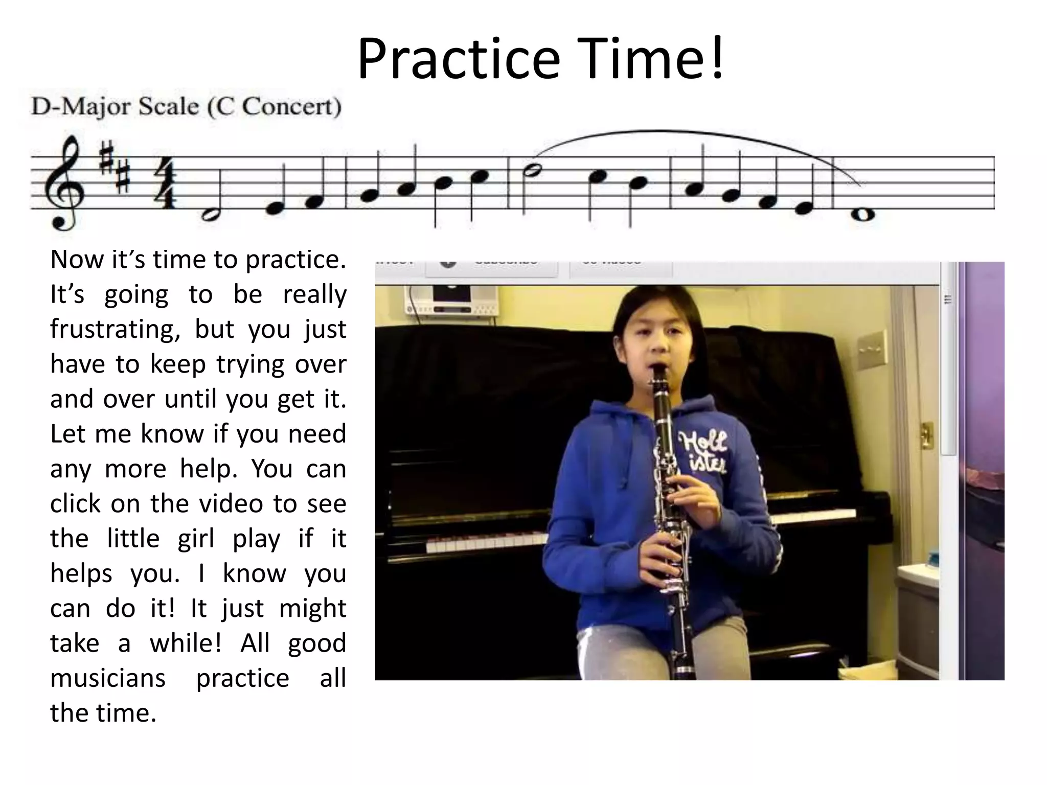 D major clarinet scale for sydney | PPTX | Music | Entertainment