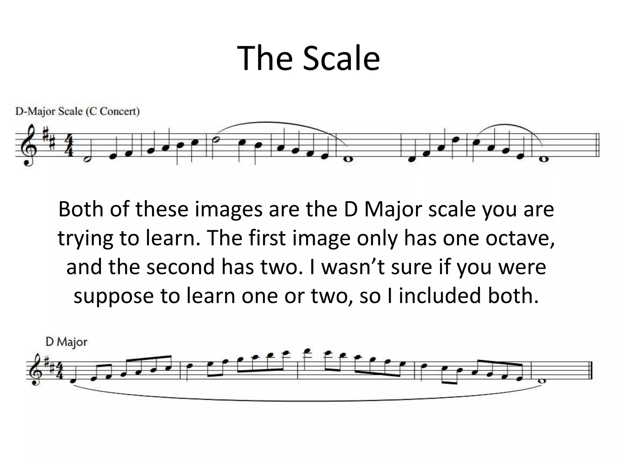 D major clarinet scale for sydney | PPTX | Music | Entertainment