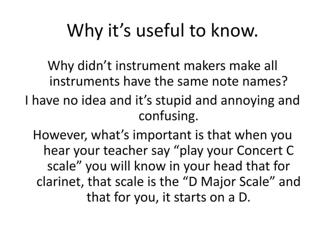 D major clarinet scale for sydney | PPTX | Music | Entertainment