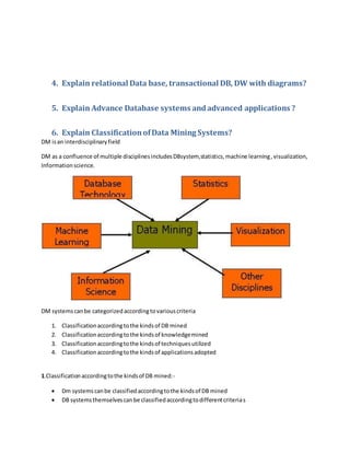 Dm and dw | DOCX | Databases | Computer Software and Applications