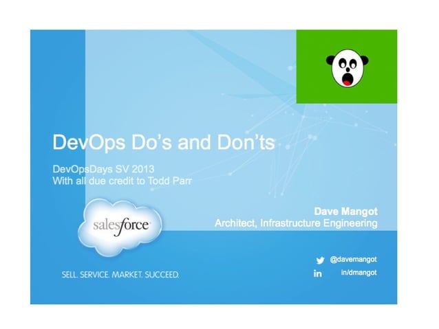 DevOps Do's and Don'ts, DevOpsDays SV 2013 | PPT