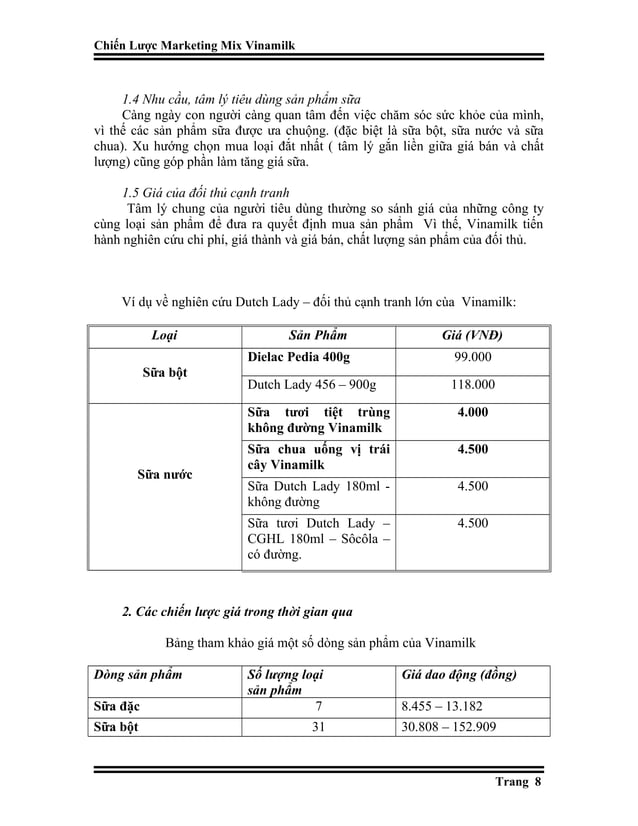 Chiến Lược Marketing Mix Vinamilk | PDF