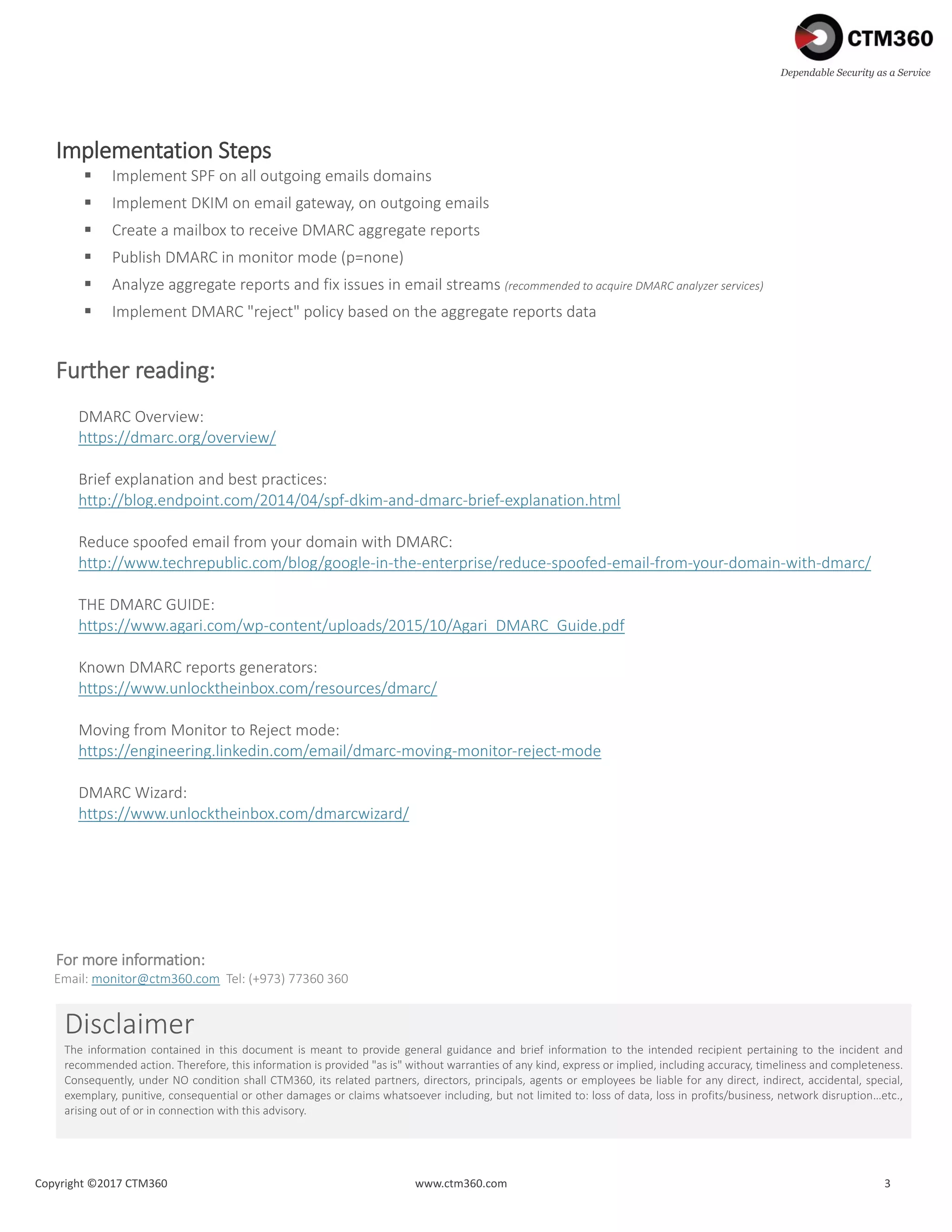 DMARC Implementation across all domains | PDF