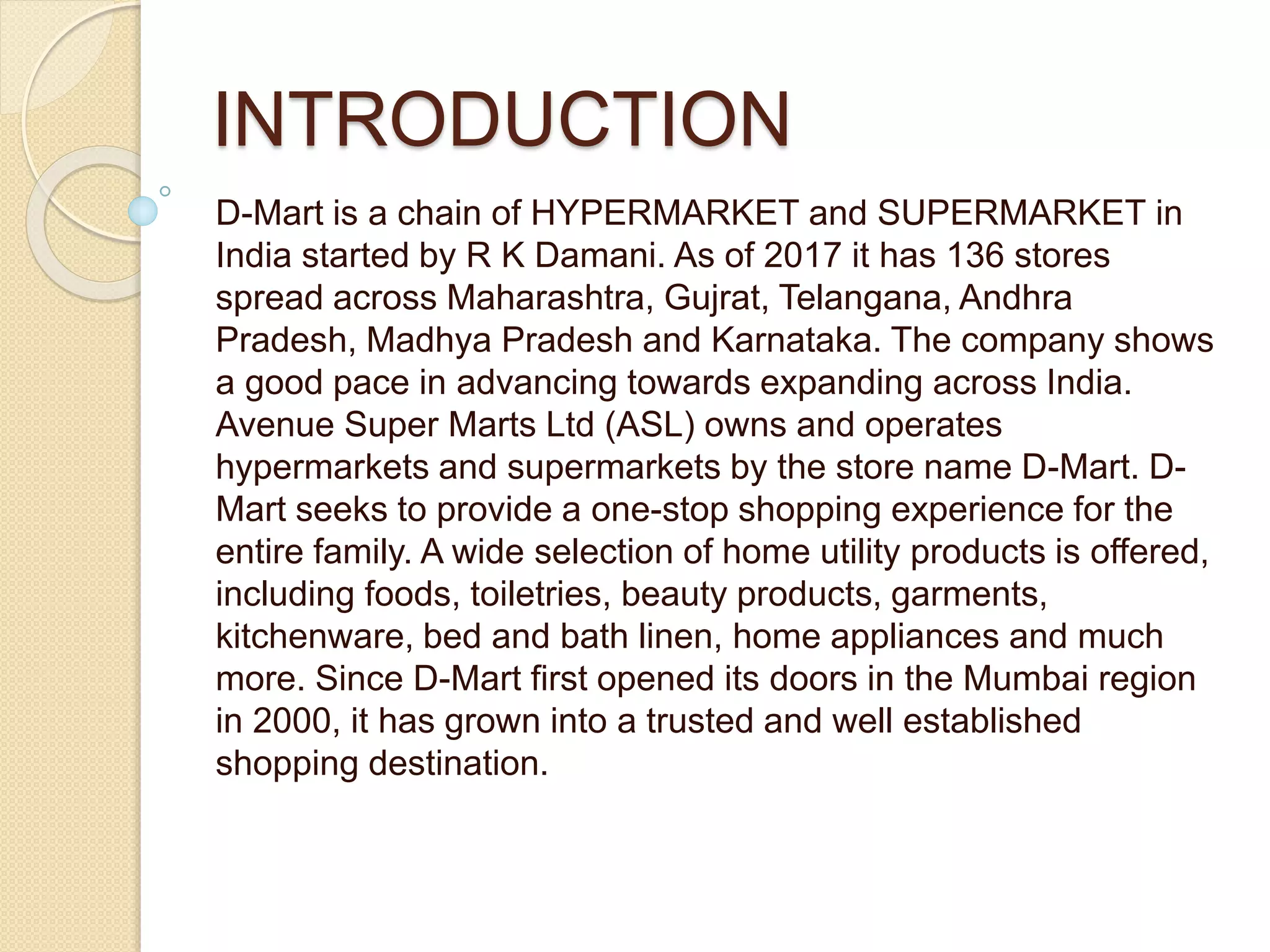 Dmart | PPTX | Retail Industry | Industries