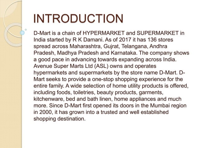 Dmart | PPTX | Retail Industry | Industries
