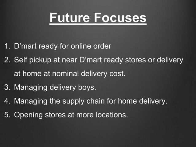 D'mart supply chain management | PPTX | Retail Industry | Industries