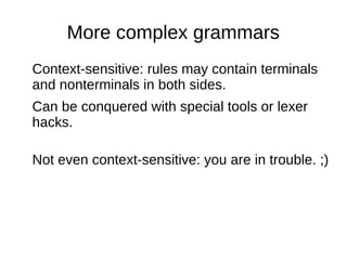 LVEE 2014: Text parsing with Python and PLY | PPT