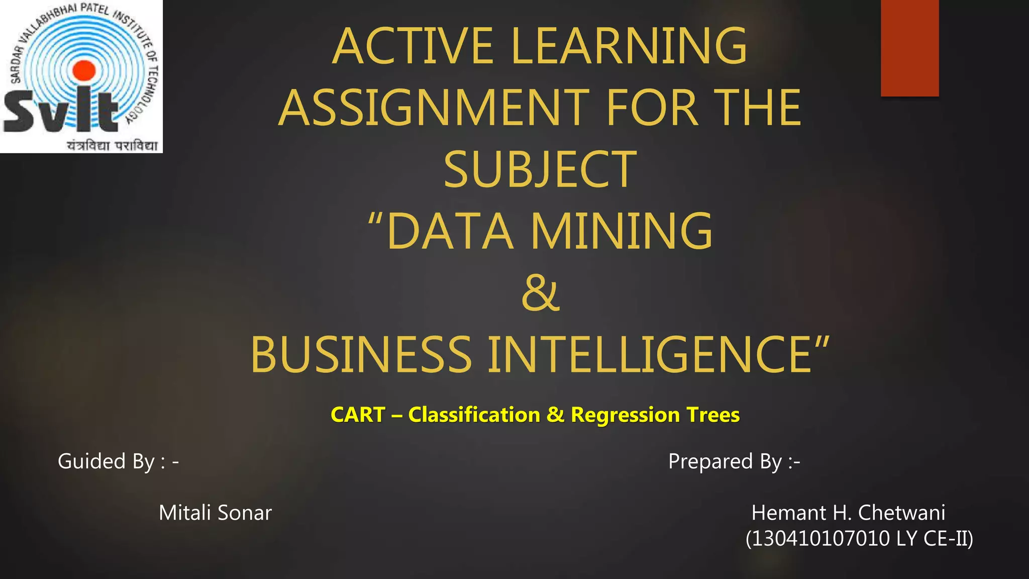 CART – Classification & Regression Trees | PPTX