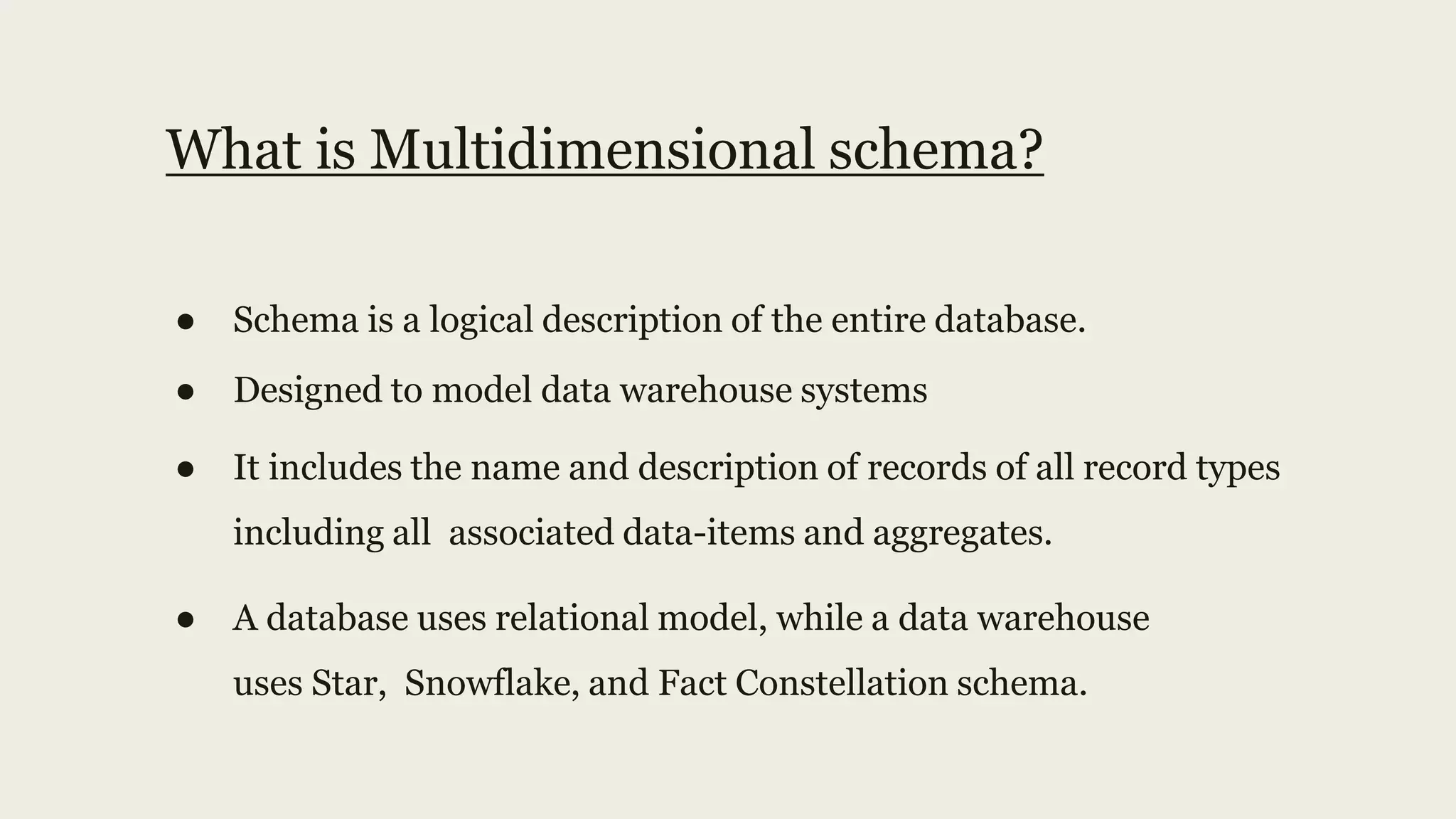 Multidimensional schema of data warehouse | PPTX