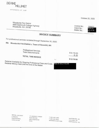 Legal Invoices For Work done By Christopher Hawkins For Woodsville | PDF