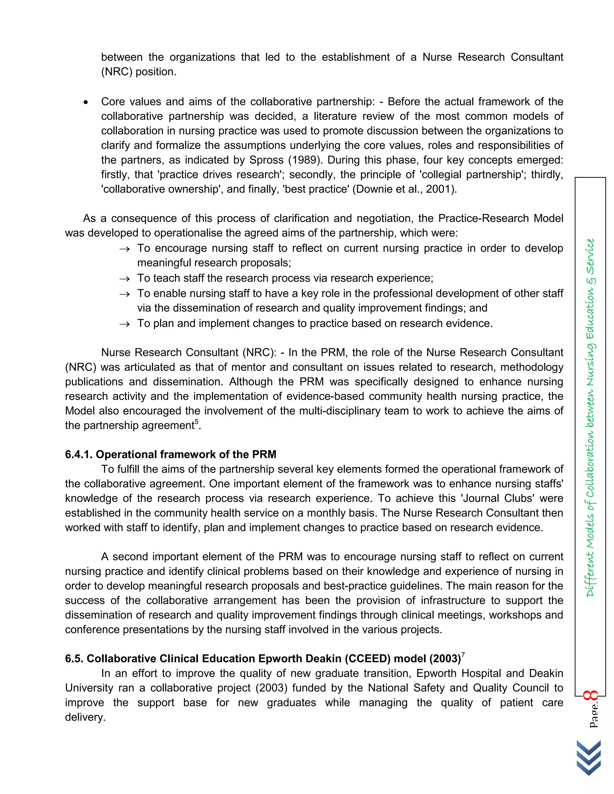 DIFFERENT MODELS OF COLLABORATION BETWEEN NURSING EDUCATION AND SERVICE ...