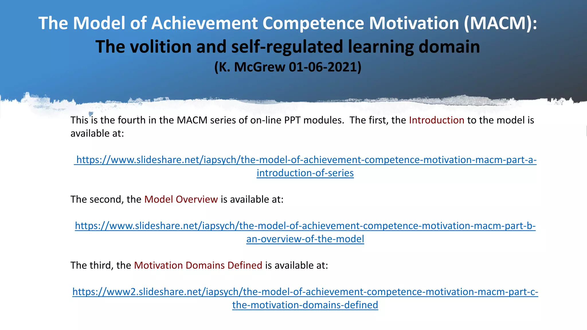 The Model of Achievement Competence Motivation (MACM): Part D: The ...
