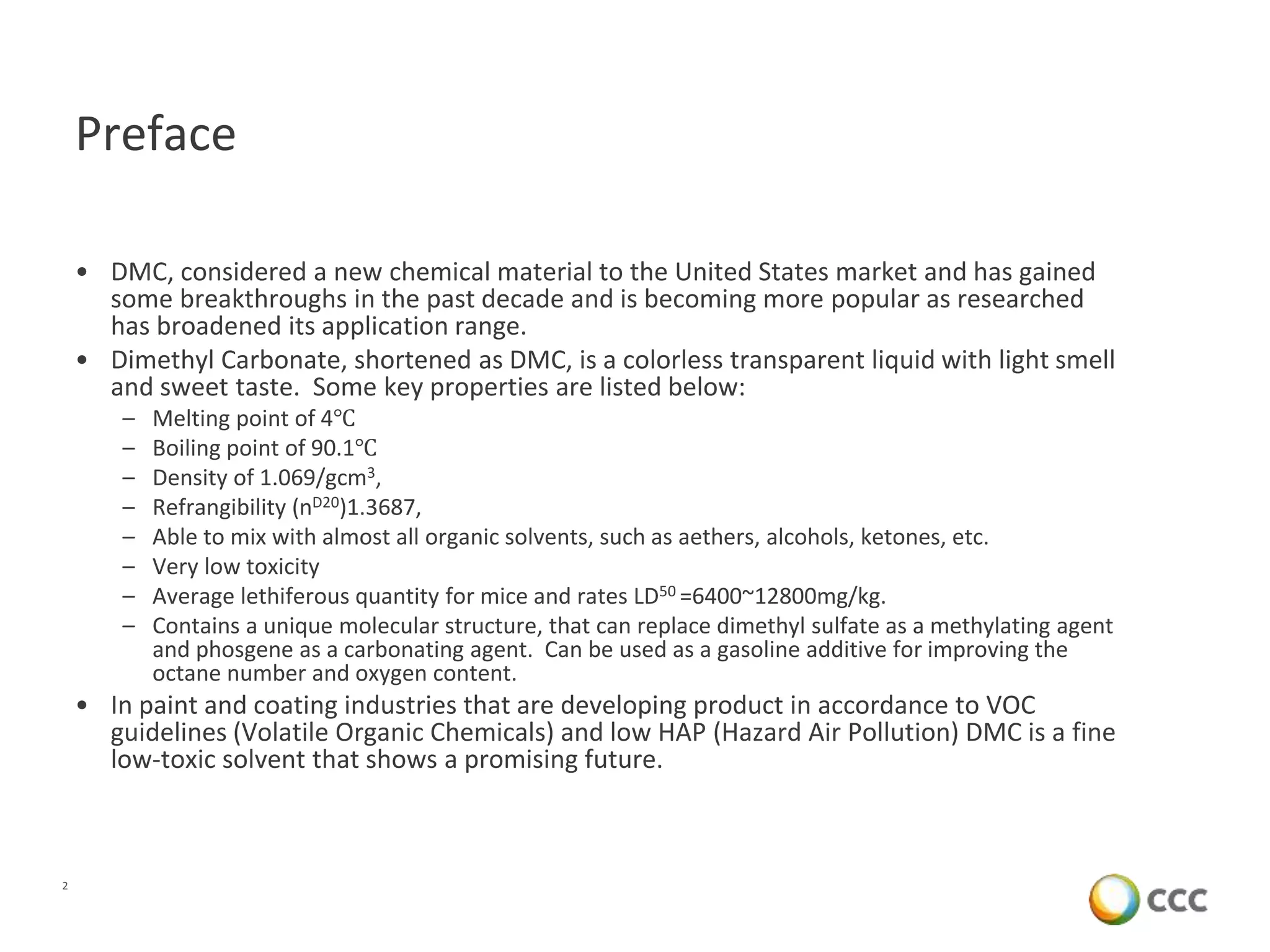 The Application of Dimethyl Carbonate (DMC) in Coating Materials | PPTX