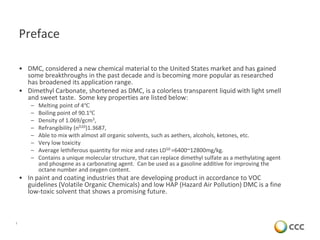 The Application of Dimethyl Carbonate (DMC) in Coating Materials | PPTX