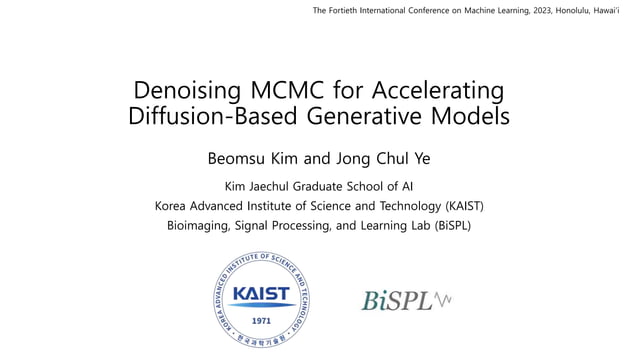 Denoising MCMC for Accelerating Diffusion-Based Generative Models | PPT