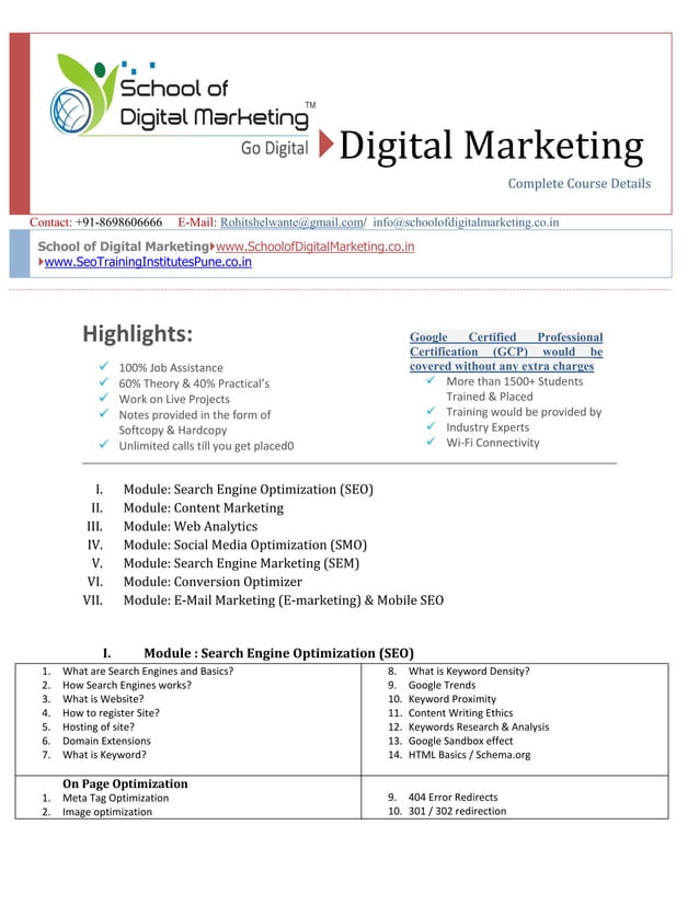 Digital Marketing Course Syllabus | PDF | Social Networking | Internet