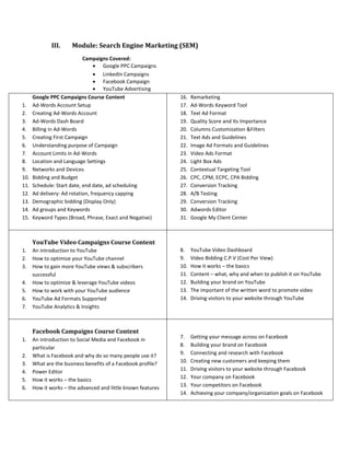 Digital Marketing Course Syllabus | PDF | Social Networking | Internet