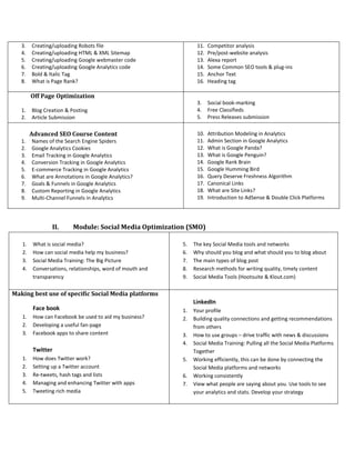 Digital Marketing Course Syllabus | PDF