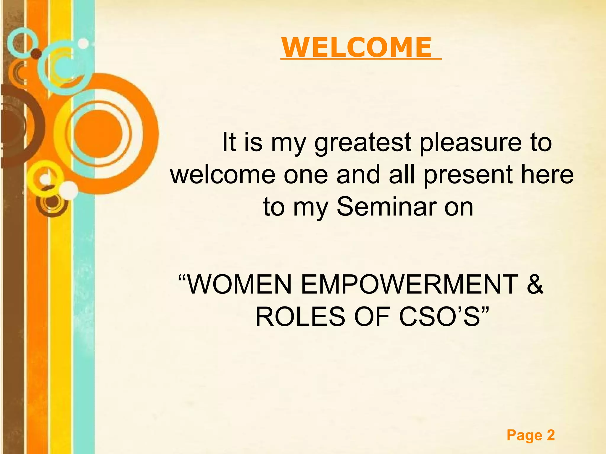 Women empowerment & Roles of CSO's | PPT
