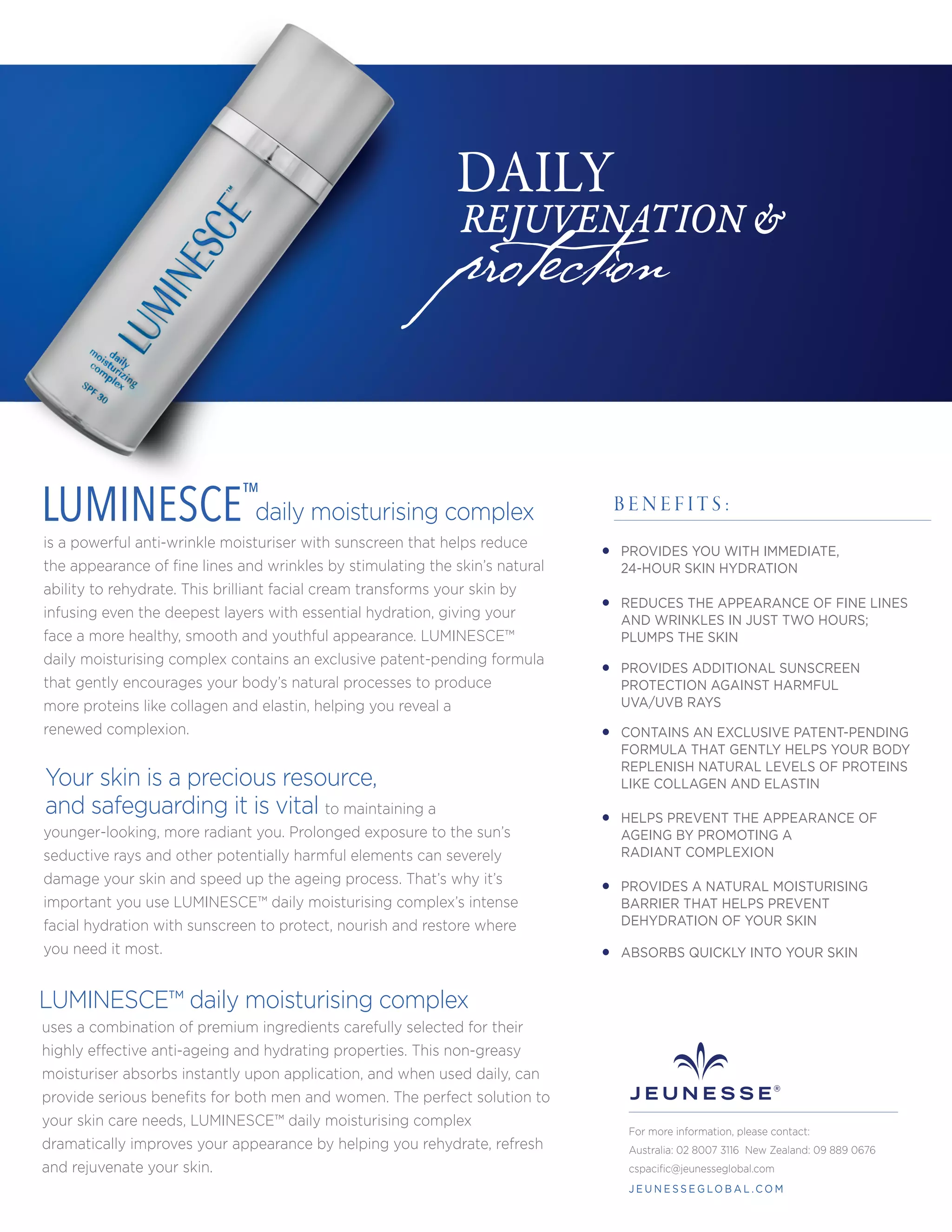 LUMINESCE™ DAILY MOISTURIZING COMPLEX | PDF