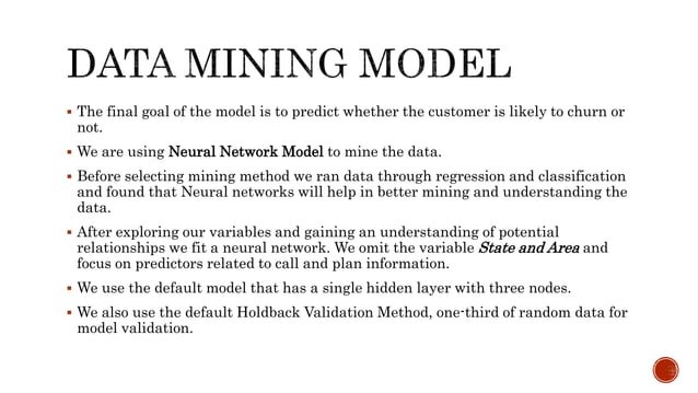 Data mining and analysis of customer churn dataset | PPTX