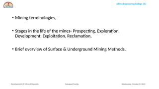 Stages in the life of a mine simple headings | PPTX