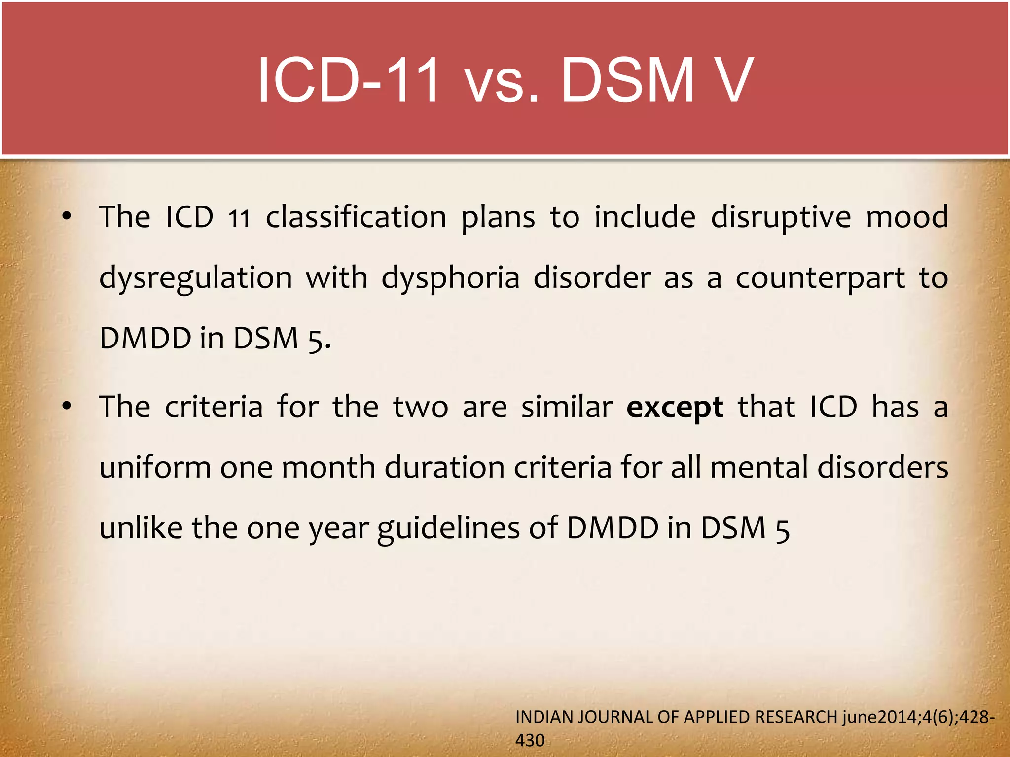Dmdd disruptive mood dysregulation disorder | PPTX
