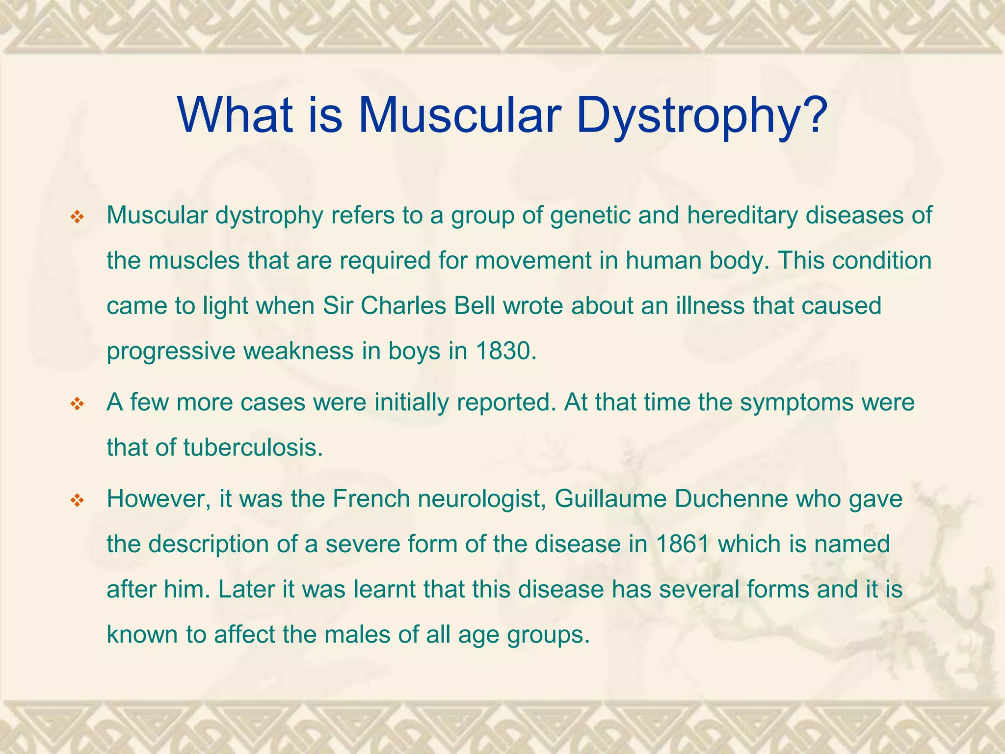 Duchenne's Muscular Dystrophy and Gene Therapy | PPTX