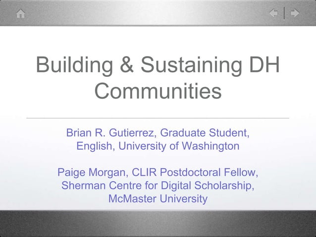DMDH HASTAC 2015 Presentation: Building and Sustaining DH Communities | PPT