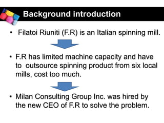 Solution of Outsourcing Problem for Filatoi Riuniti | PPTX
