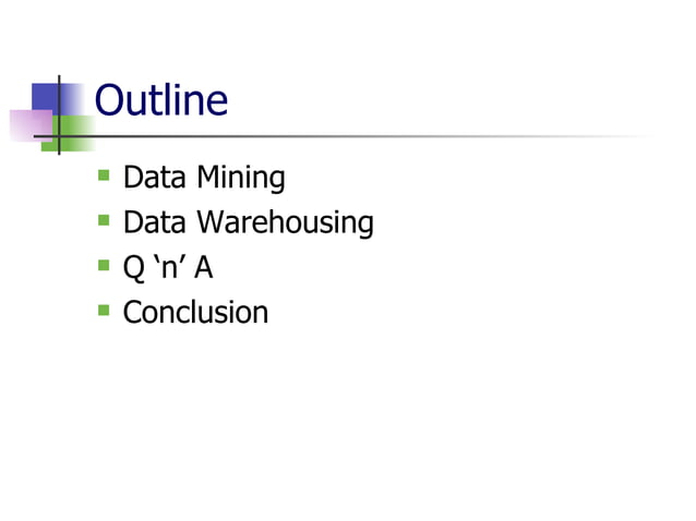 Data Mining and Data Warehousing | PPT