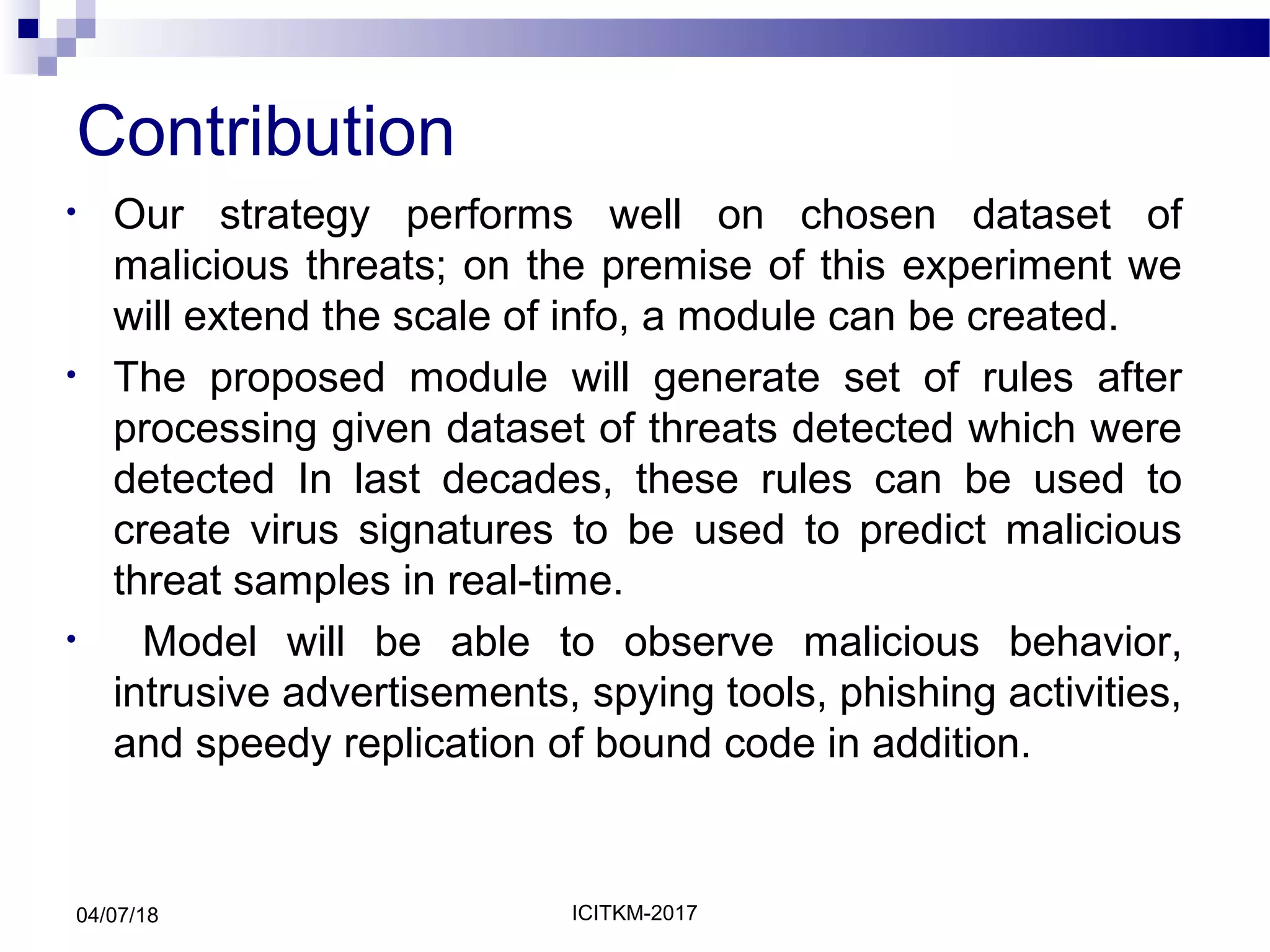 Detection Of Malicious Executables Using Rule Based Classification Algorithms Ppt