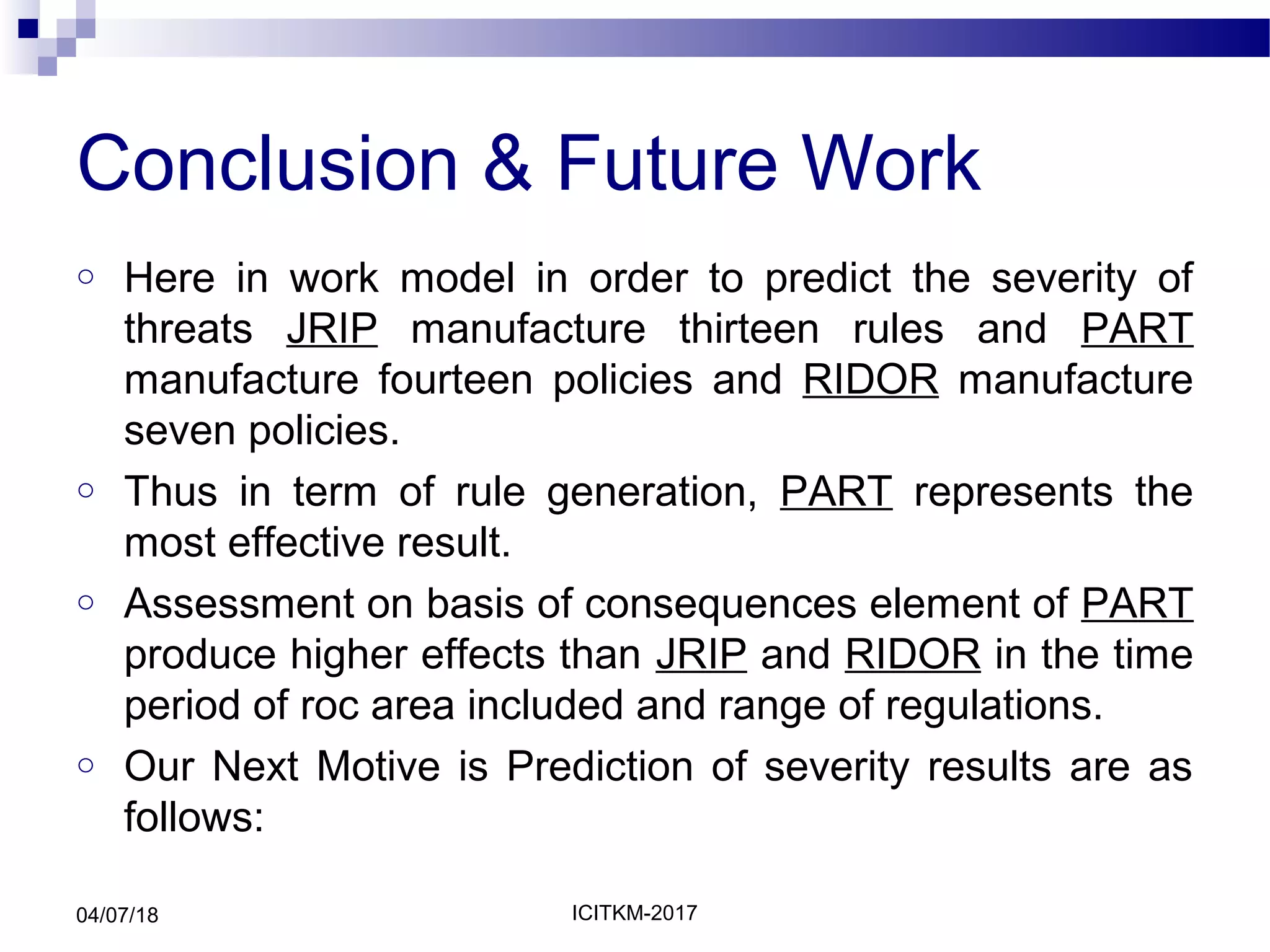 Detection Of Malicious Executables Using Rule Based Classification Algorithms Ppt