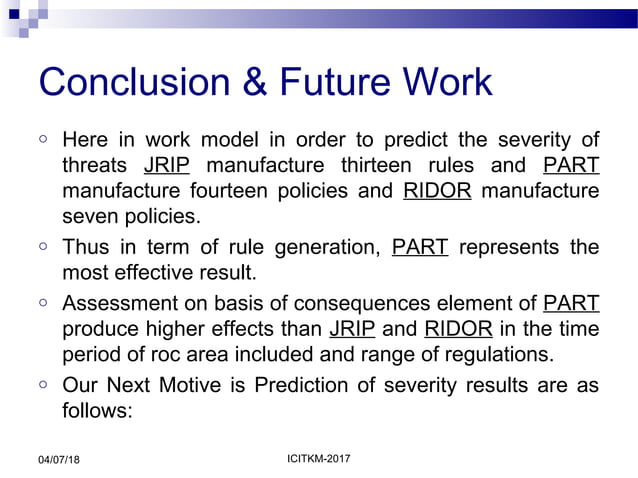 Detection Of Malicious Executables Using Rule Based Classification Algorithms Ppt