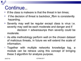 DETECTION OF MALICIOUS EXECUTABLES USING RULE BASED CLASSIFICATION ALGORITHMS | PPT