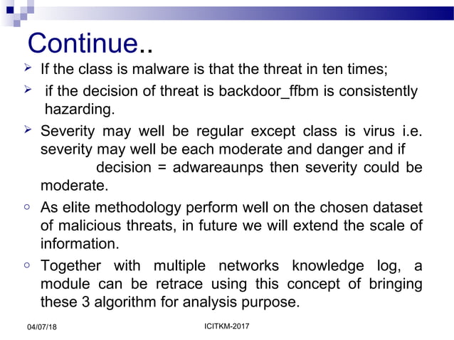 Detection Of Malicious Executables Using Rule Based Classification Algorithms Ppt