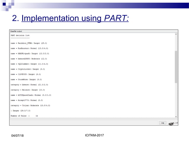 Detection Of Malicious Executables Using Rule Based Classification Algorithms Ppt